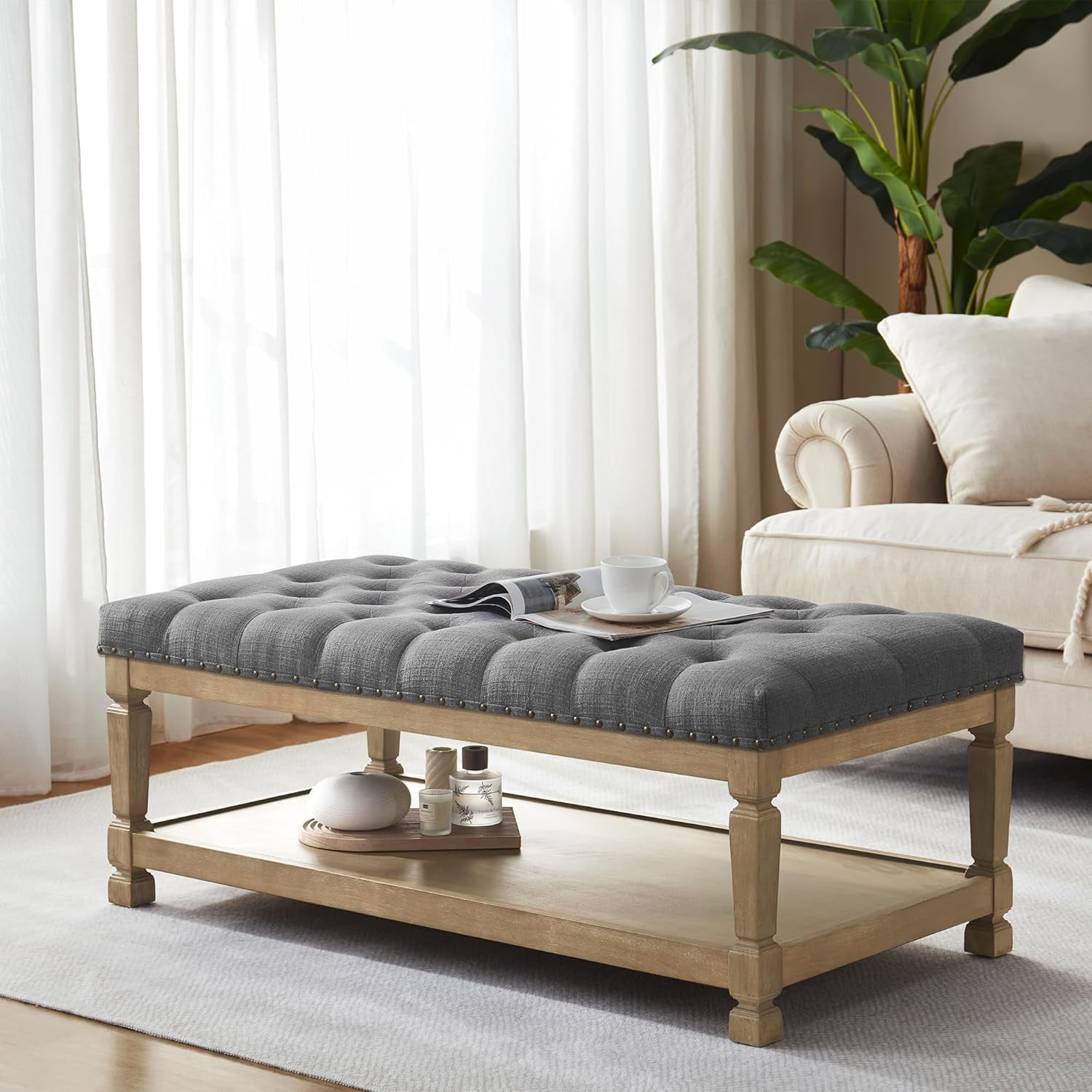 48" Ottoman Coffee Table with Storage, Rectangle Coffee Tables for ...