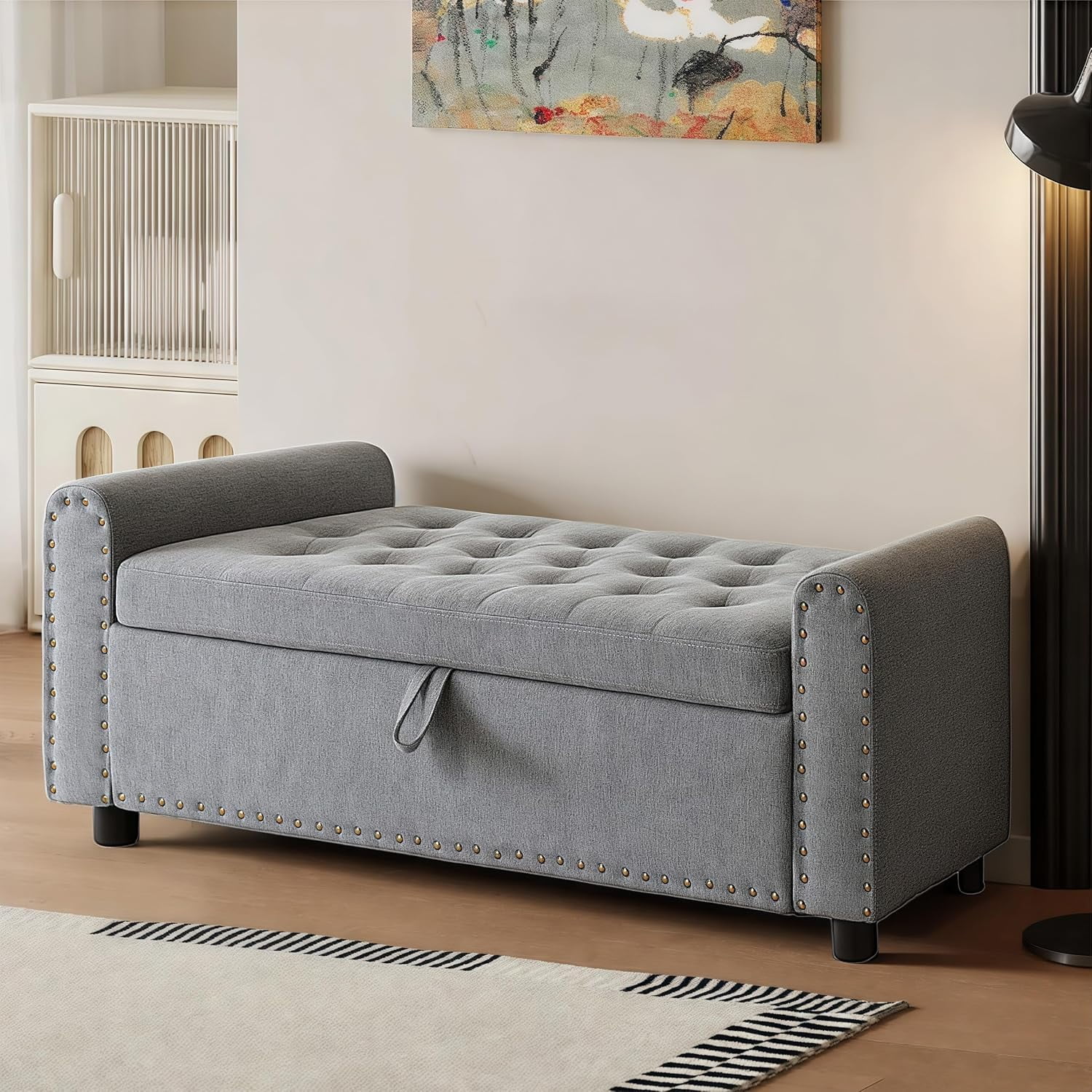 48" Ottoman with Storage, Tufted Storage Ottoman , Convenient Living ...