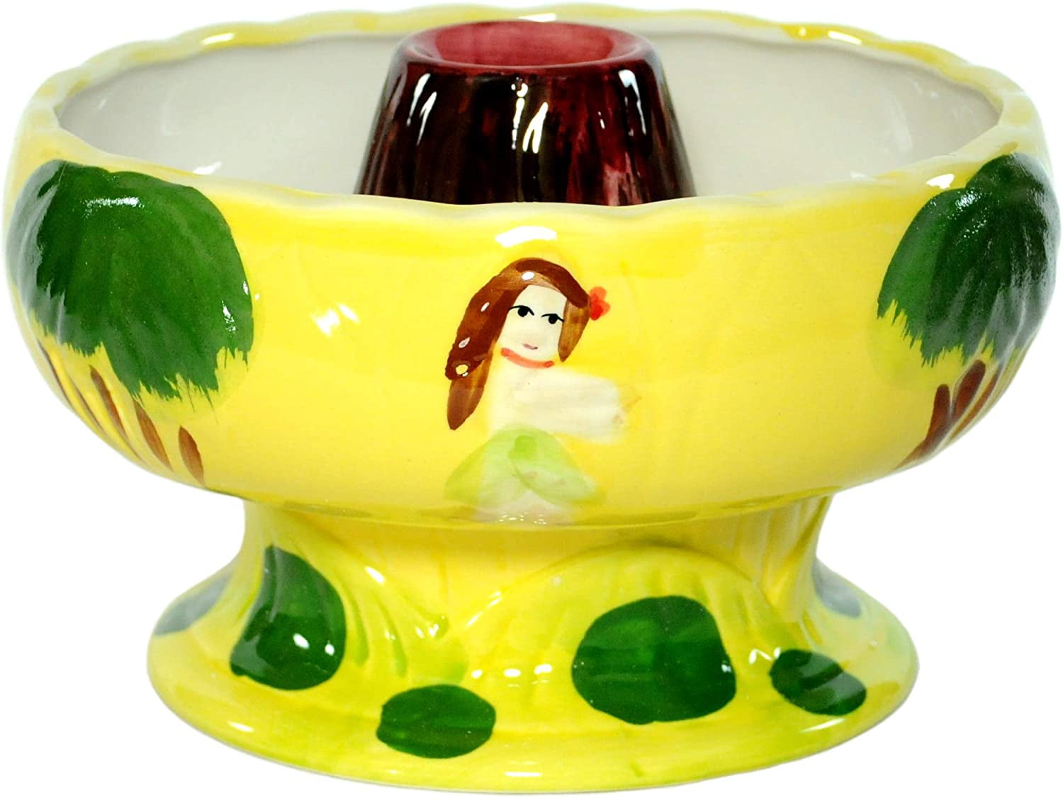 48 Ounce Ceramic Flaming Volcano Hula Girl Tiki Drink Bowl - Walmart.com