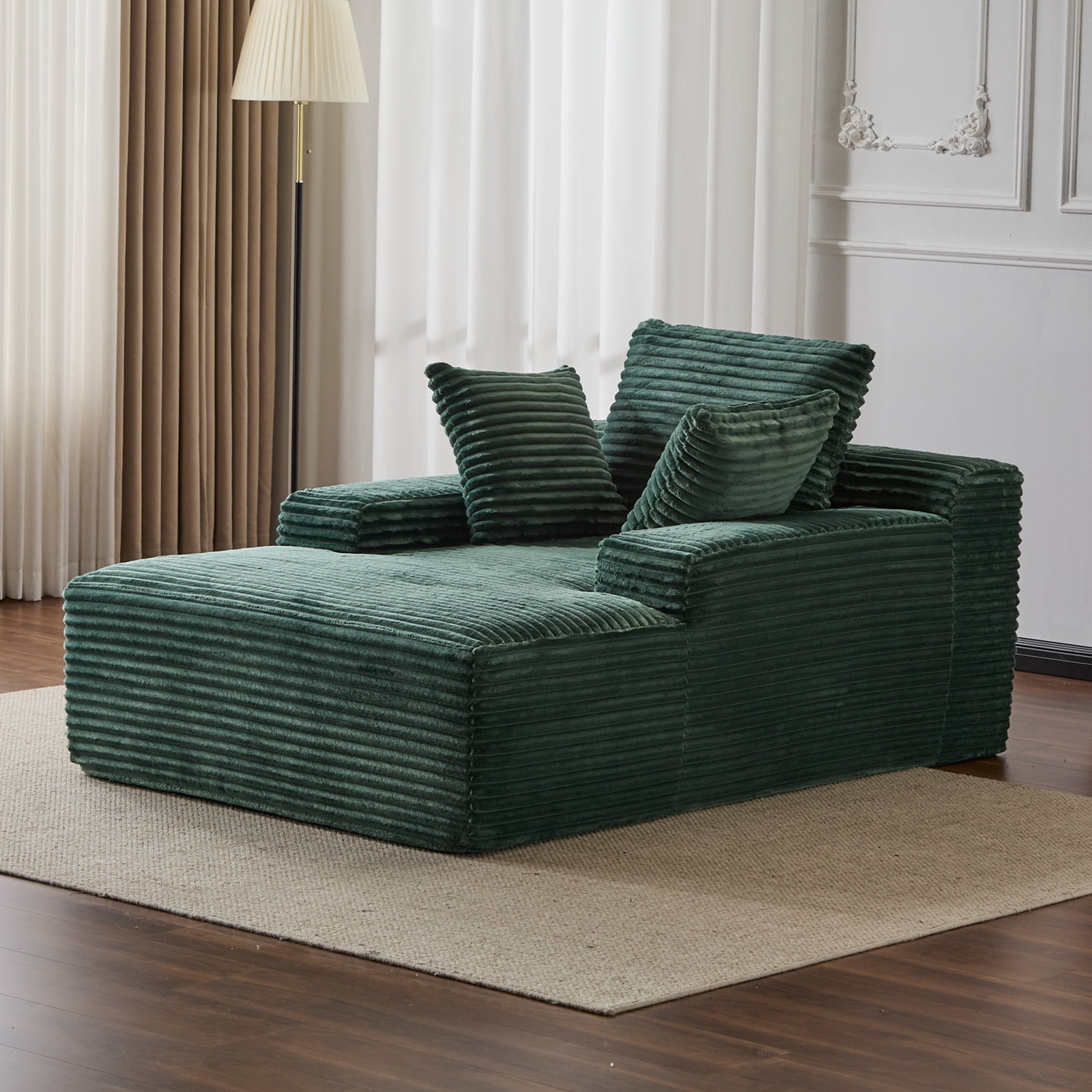 66” D Oversized Chaise Lounge Chair with Ottoman,Deep Boneless Sofa ...