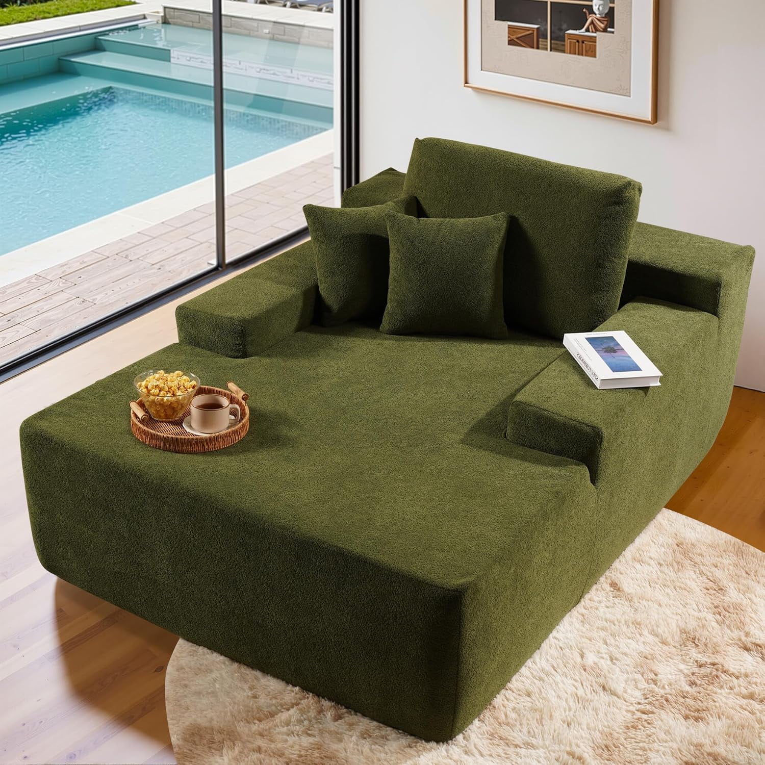 48" Oversized Chaise Lounge Indoor, Upholstered Sofa Bed, Sleeper Couch ...