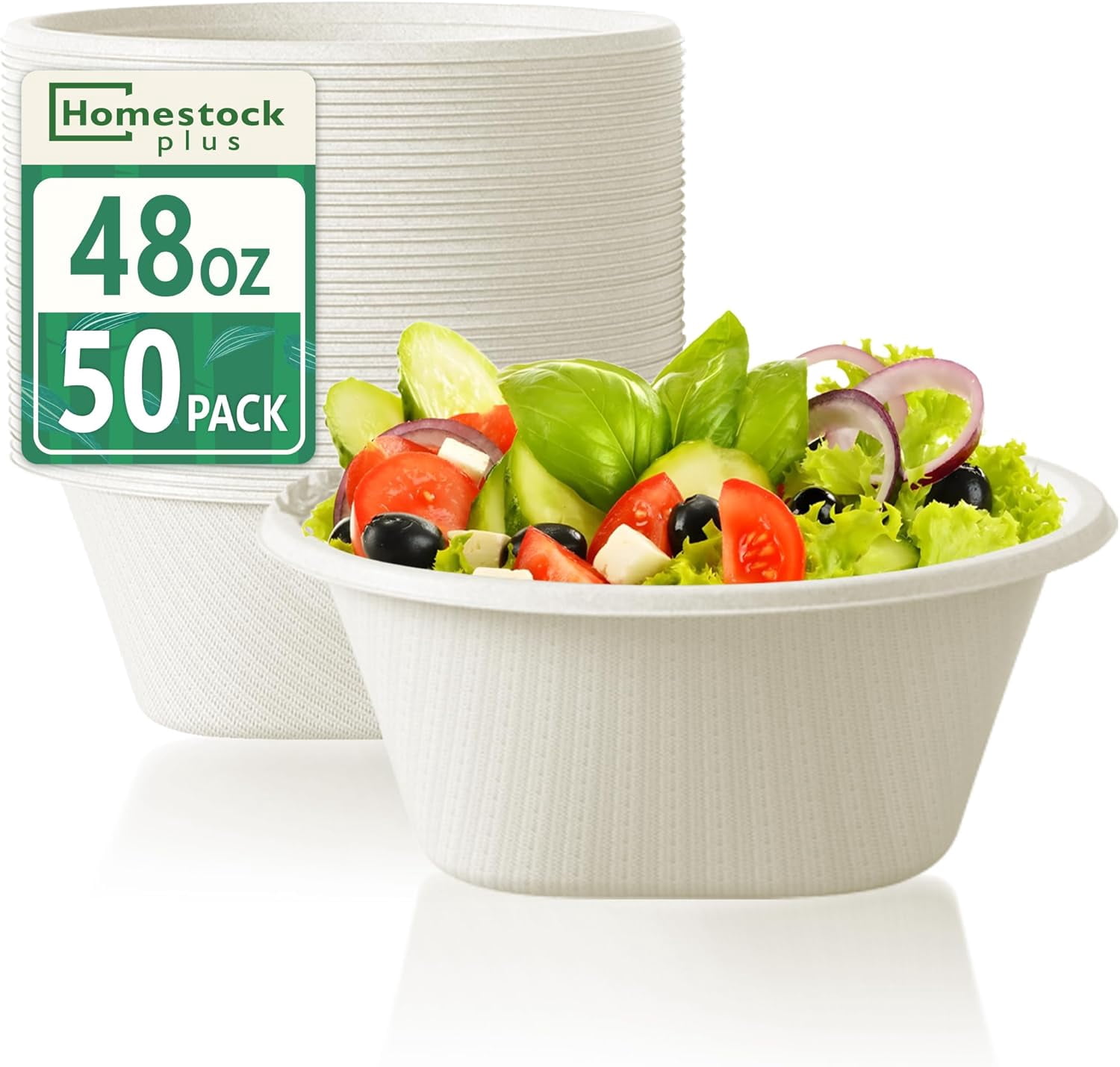 48 Oz Bowls Disposable - Heavy Duty Compostable Paper Bowls, Microwave ...