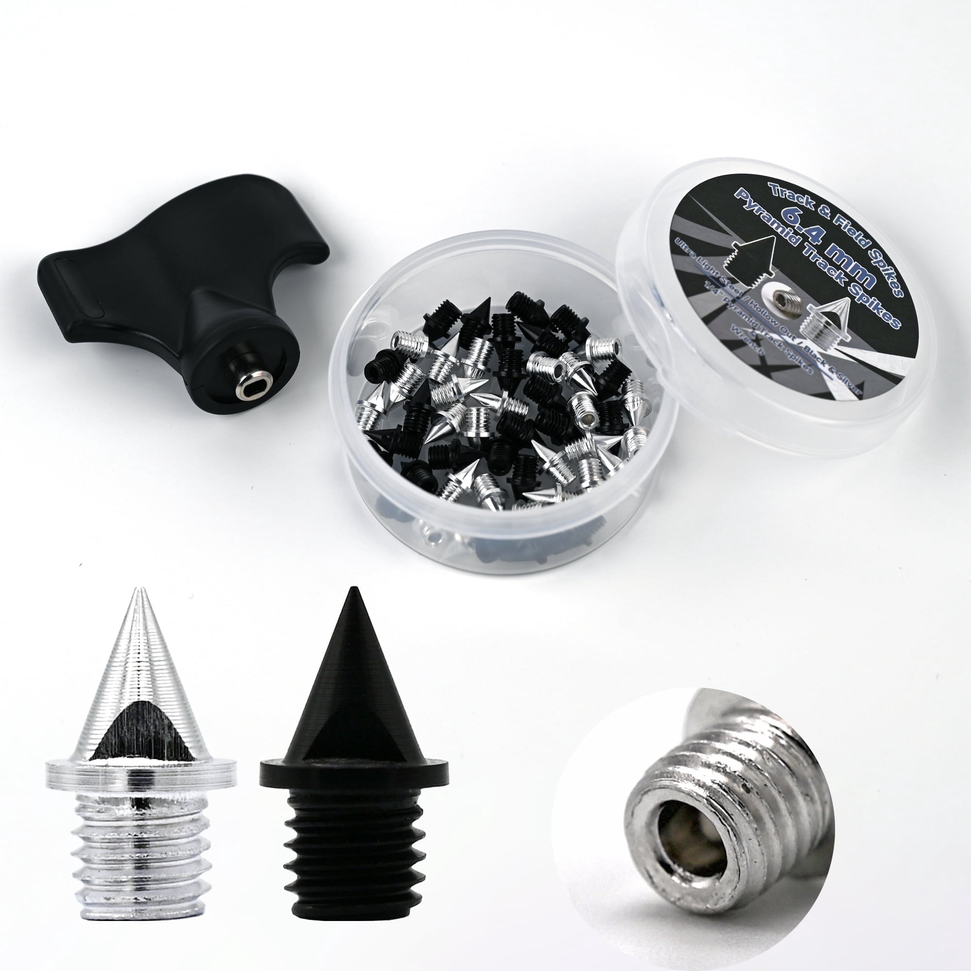48 PCS 6.4mm 1/4 inch Ultra-Light Hollow-Out Steel Pyramid Track Spikes ...