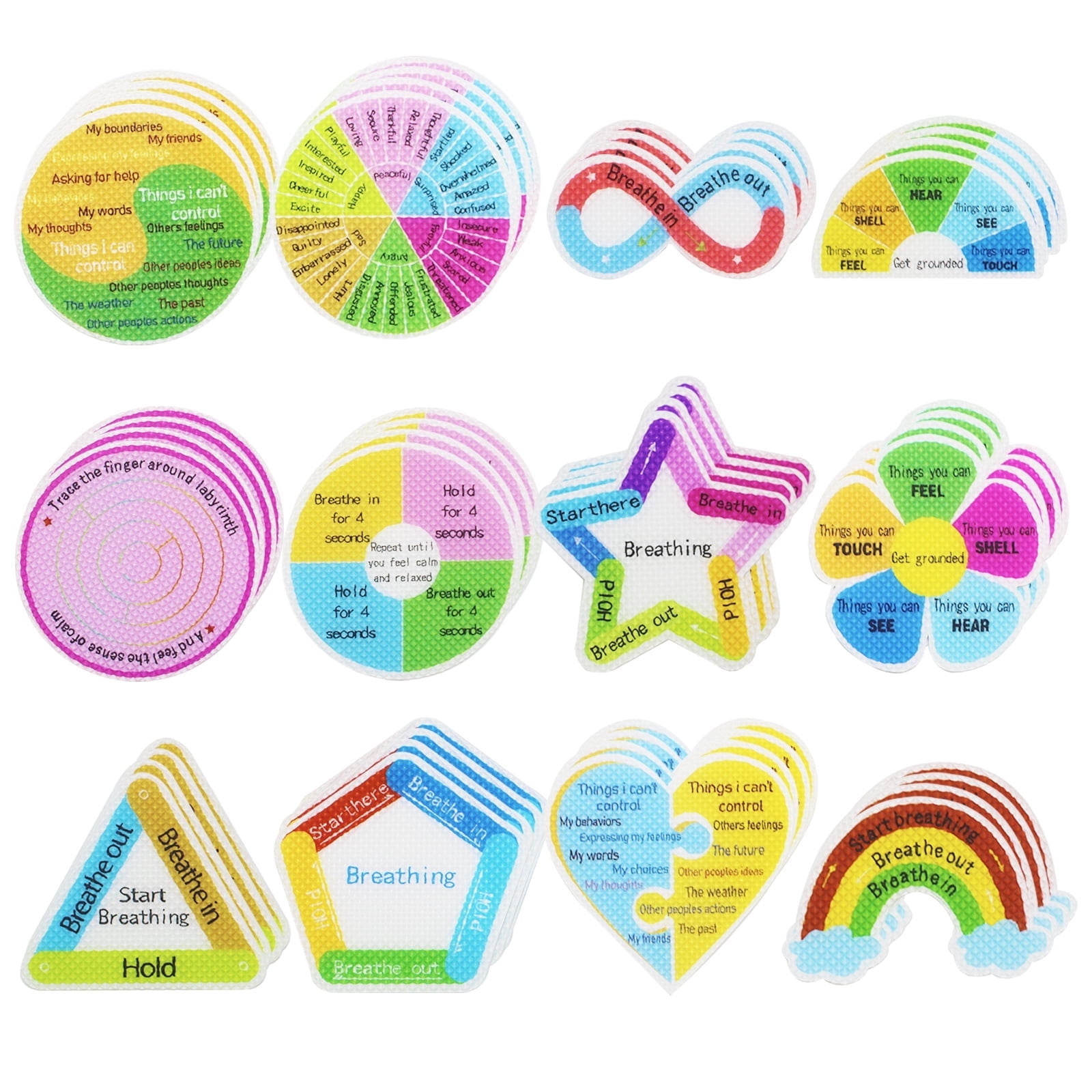 Hanmun 48 PCS Anxiety Sensory Stickers Textured Fidget School Counselor ...