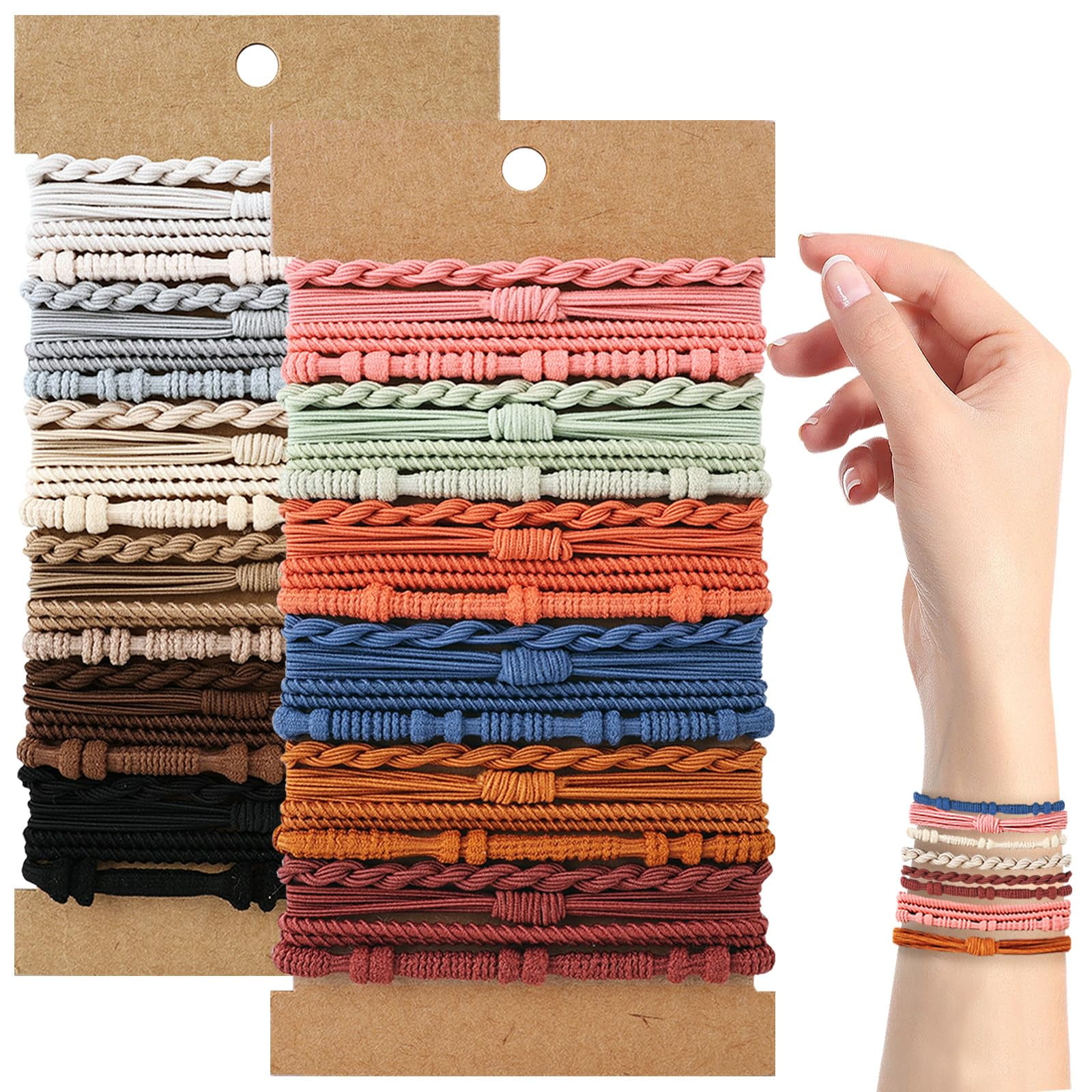 48 PCS Boho Hair Ties, Elastic Hair Tie Bracelets Cute Hair Ties No ...