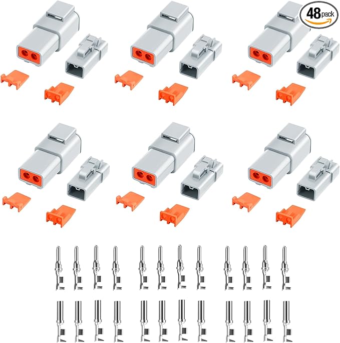 48 PCS Deutsch DTP Connector Kit 2 Pin Automotive Waterproof Connectors ...