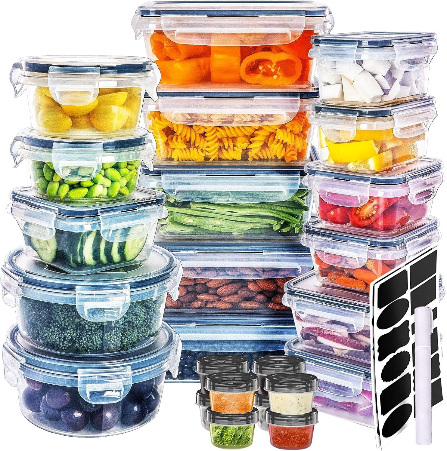 48 PCS Food Storage Containers Set with Lids Airtight (24 Containers ...