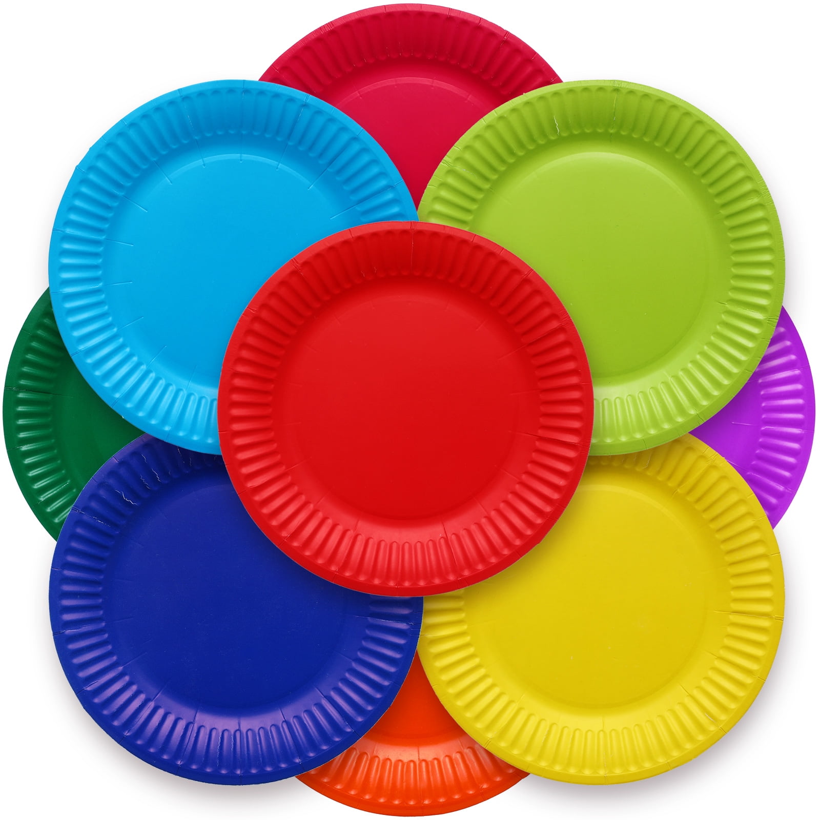 48 PCS Paper Plates Flatware Round Cake Tray Universal Dish Plate Kids ...