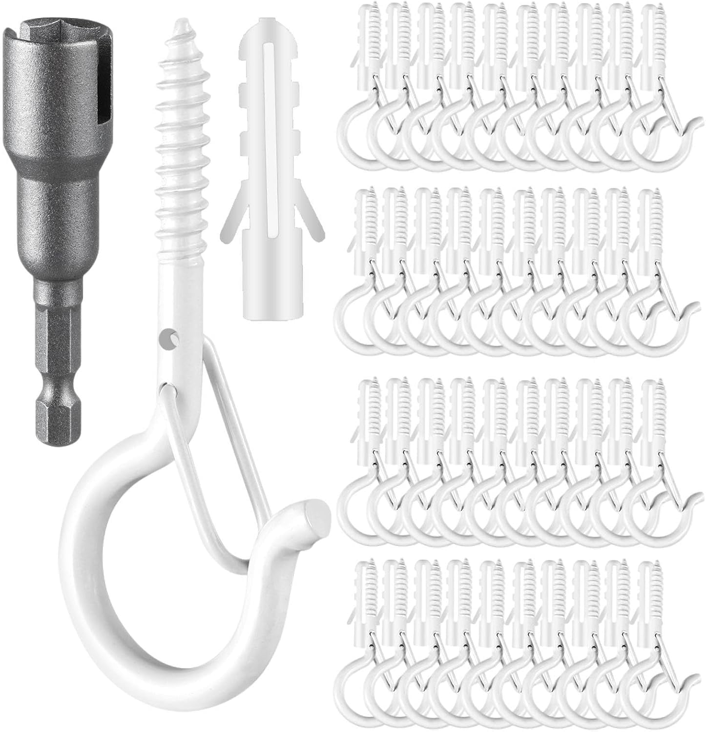 48 PCS Q-Hanger Hooks, Screw Hooks for Outdoor String Lights, Safety ...