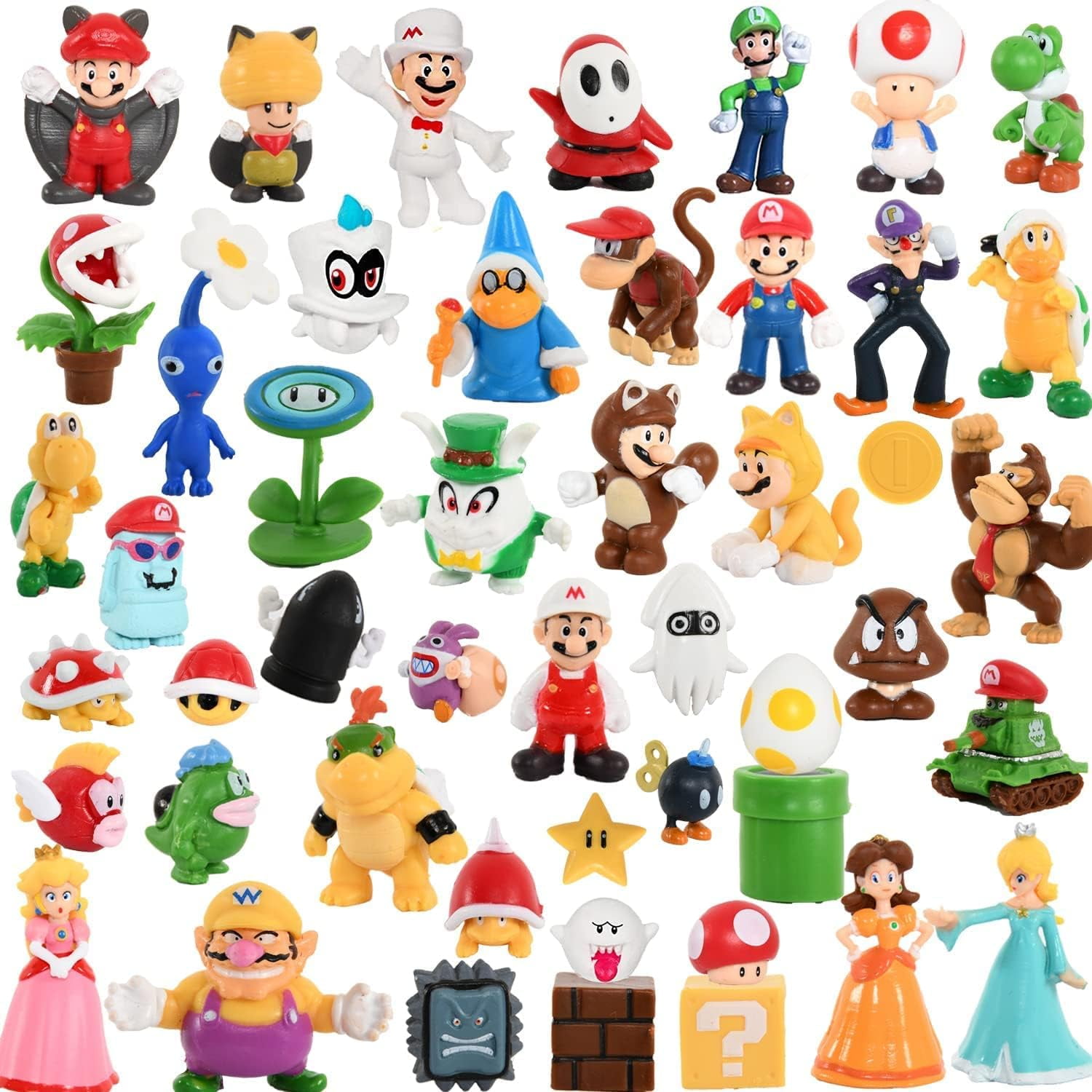 48 PCS/Set Mario Action Figure Mini Toys,Mario Bros,Orangutan,Mushroom ...