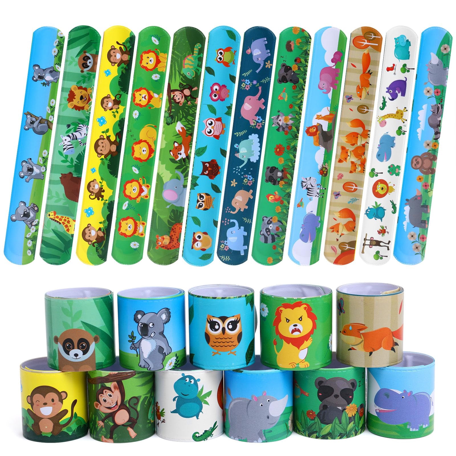 48 PCS Slap Bracelets STF9 Wristbands for Jungle Safari Party Favors ...