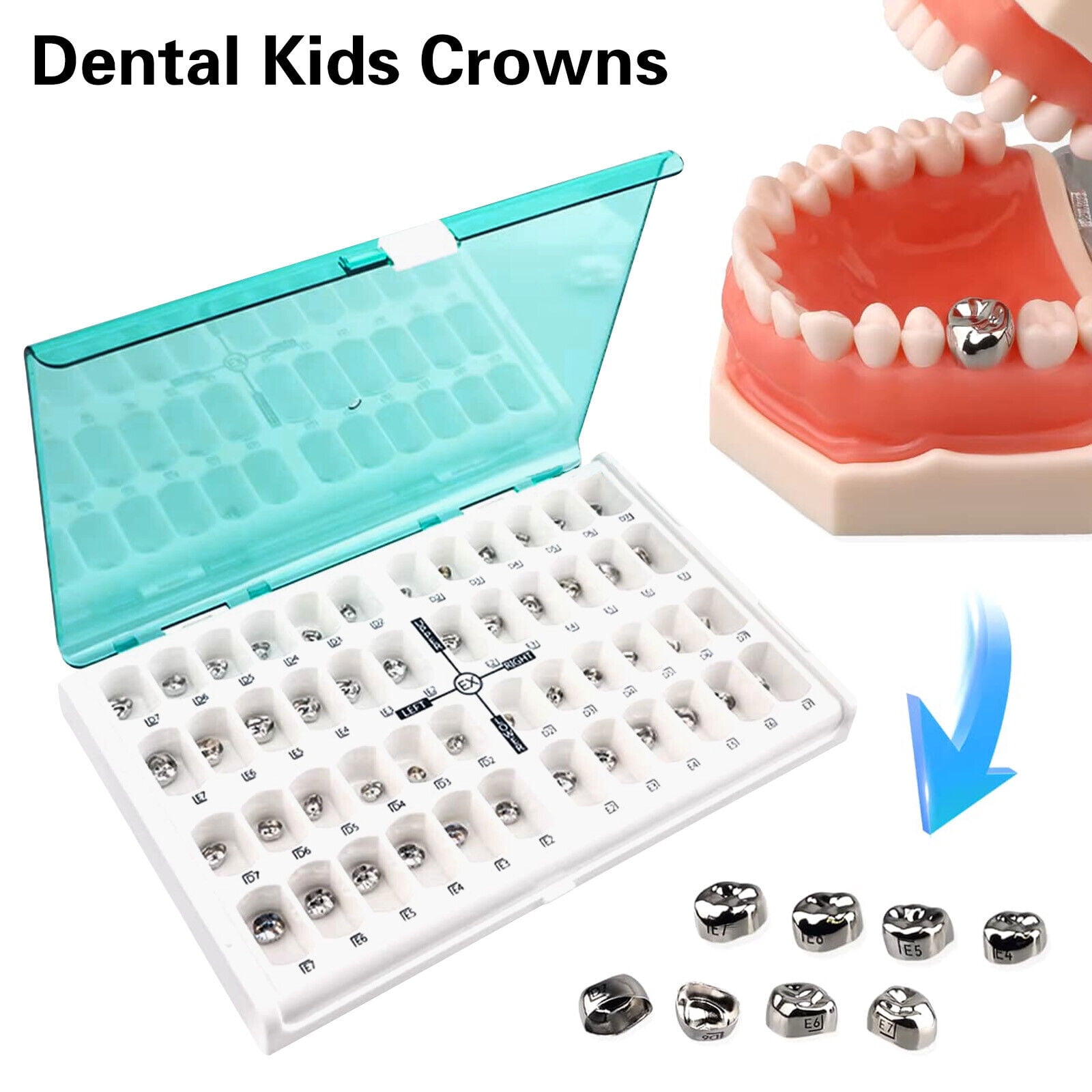 Dental Crown Blanks 5-Piece Stainless Steel Pediatric Dental Crowns ...