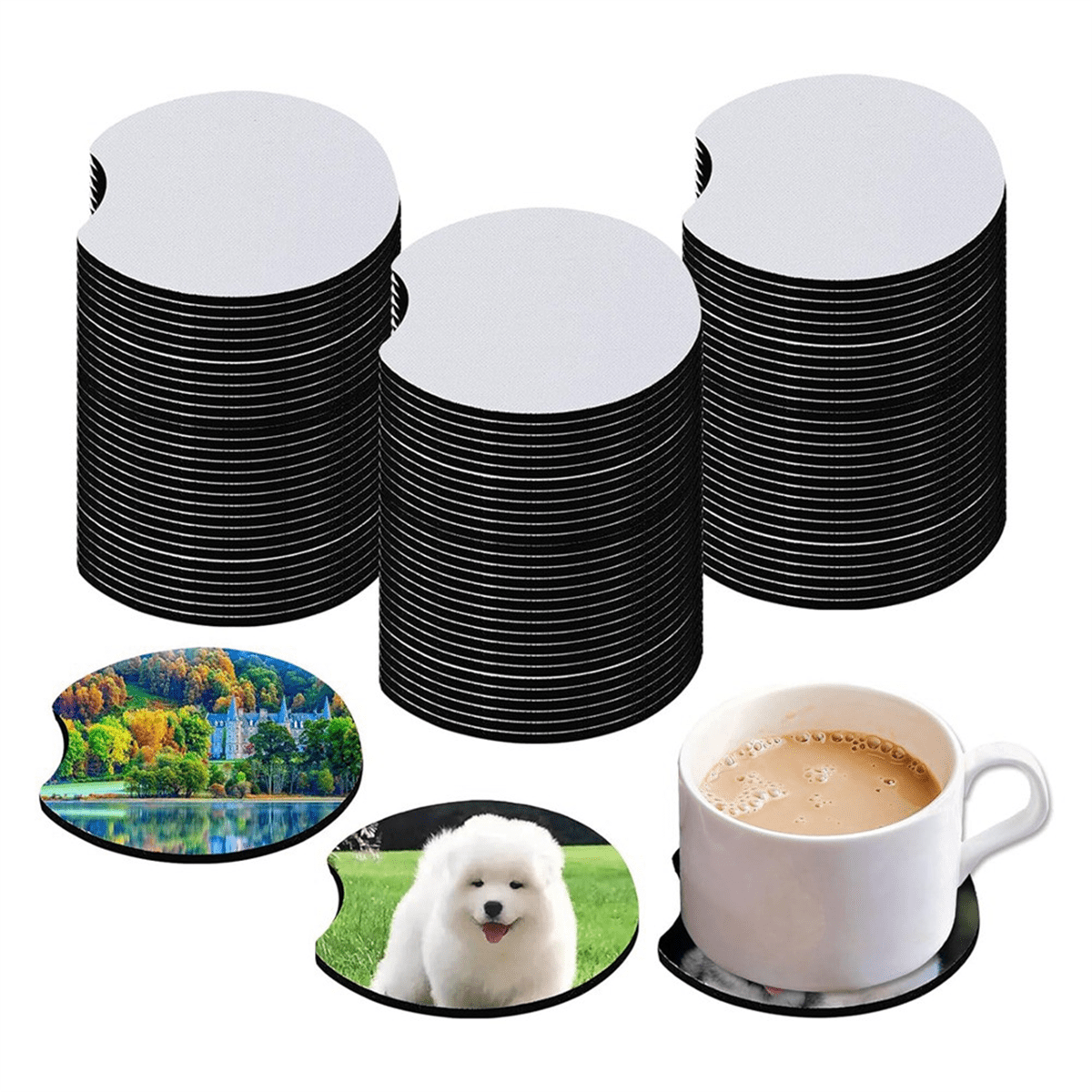 48 PCS Sublimation Coasters Blanks Bulk, 2.75 Inch Circular Opening ...