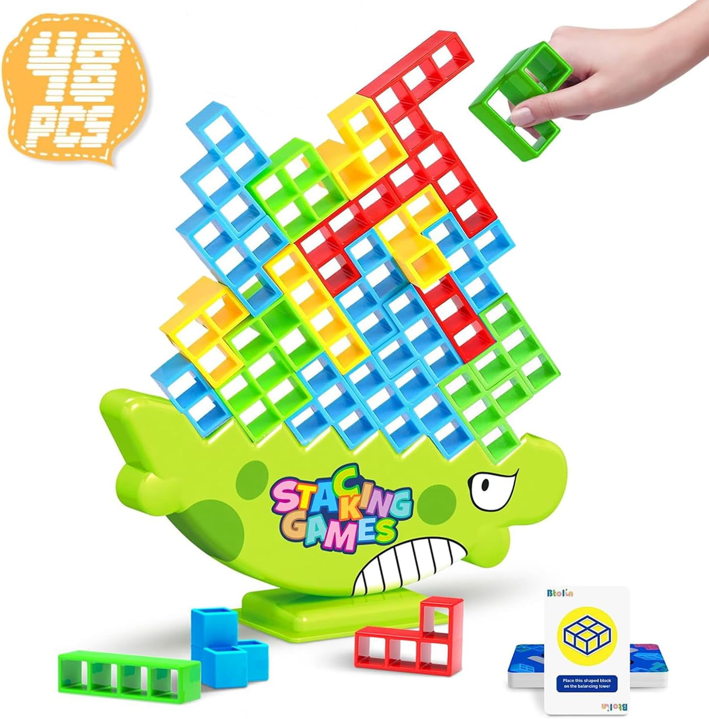 48 PCS Tetra Tower Game, Tetra Tower Balance Stacking Blocks Game ...