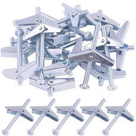 48 PCS Toggle Bolt and Wing Nut, Zinc Plated Steel Spring-Wing Toggle ...