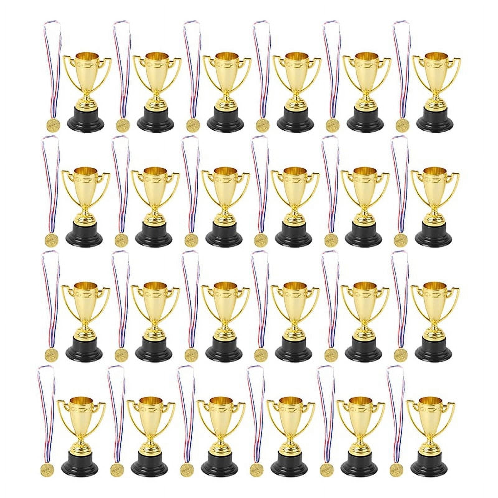 48 PCS Trophy and Medals Set,24Pcs Gold Plastic Trophy Cup and 24 PCS ...