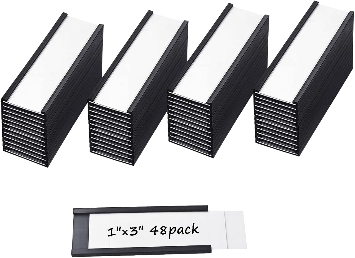 48 Pack 1" x 3" C Label Holders for Metal Racks Shelves Tool Box ...
