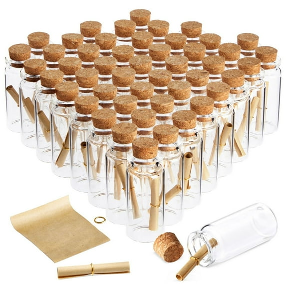 Bright Creations 48 Pack Mini Glass Bottles with Cork, 10ml, Message in ...