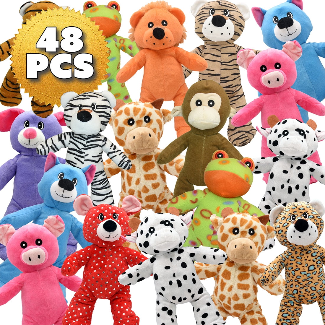 48-Pack 12'' Assorted Stuffed Animals Plush Toy Set - Ideal for Parties ...