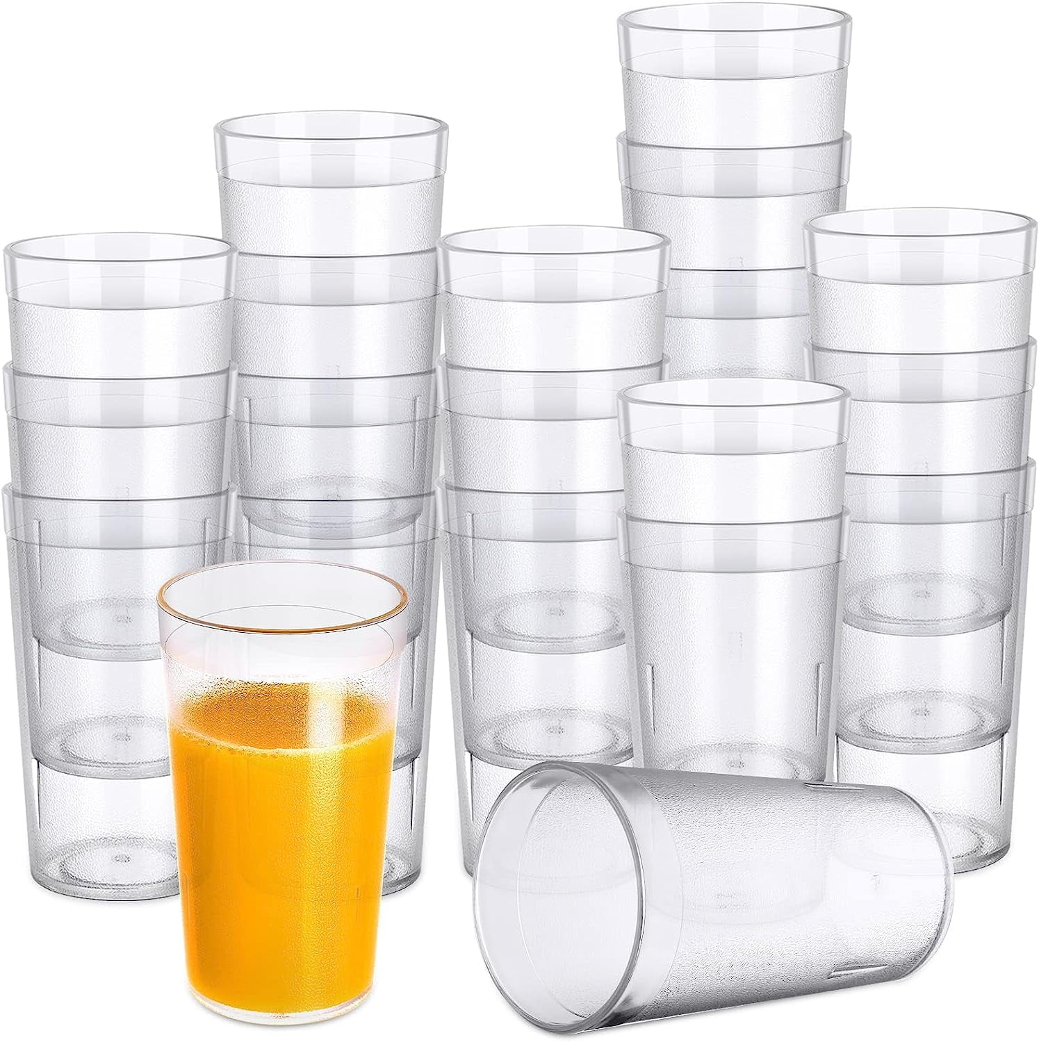 48 Pack 12 oz Clear Plastic Cup Frosted Stackable Water Tumblers ...