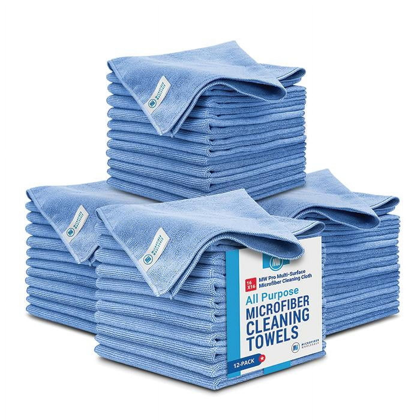 48 Pack 16"x16" MW Pro Microfiber Cleaning Towels | Highly Absorbent ...