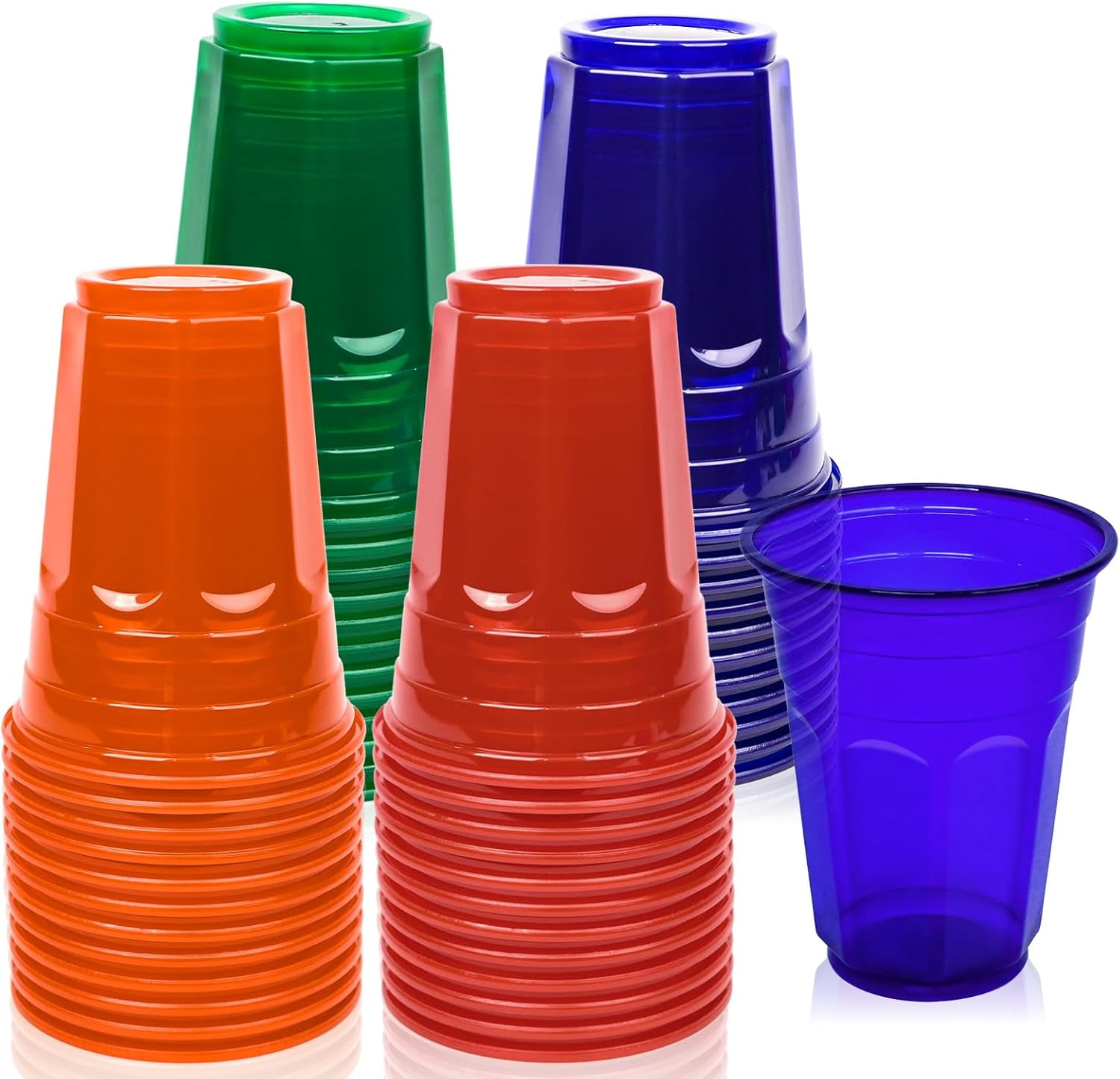 48 Pack 16oz Colorful Reusable Plastic Cups, Dishwasher Safe, Stackable ...