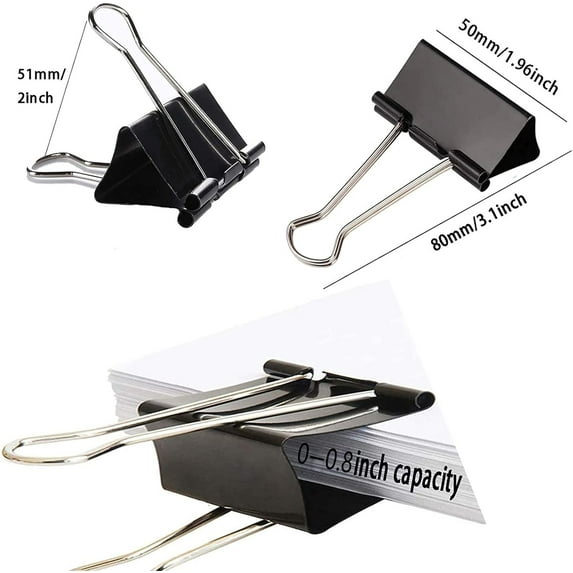 48-Pack 2-Inch Extra Large Binder Clips — Heavy Duty Black Paper Clamps ...
