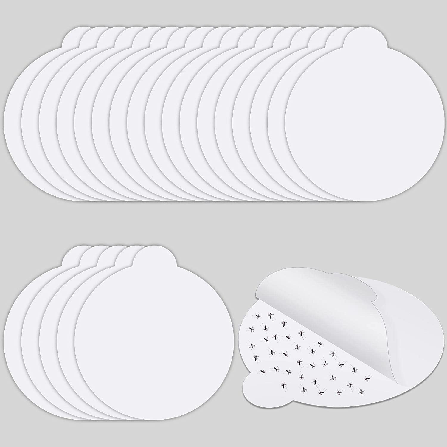 48 Pack 4.3 Inch Round Insect Traps Refillable Sticky Plates Sticky ...