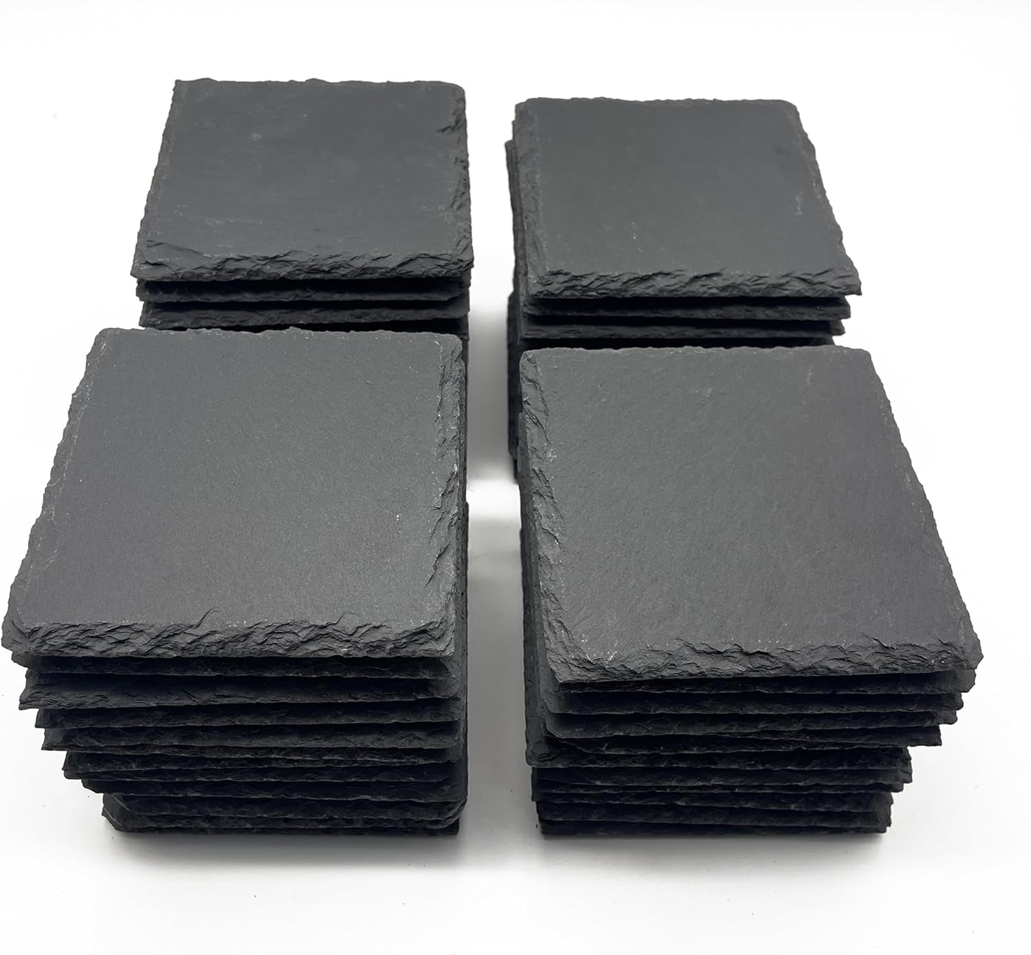 48 Pack 4 inch Square Slate Coasters,Handmade Natural Rough Edge,with ...