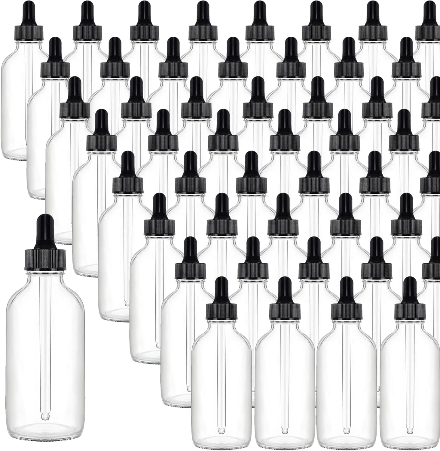 48 Pack 4oz Clear Glass Dropper Bottles, Eye Dropper Bottles with Glass Droppers for Essential ...