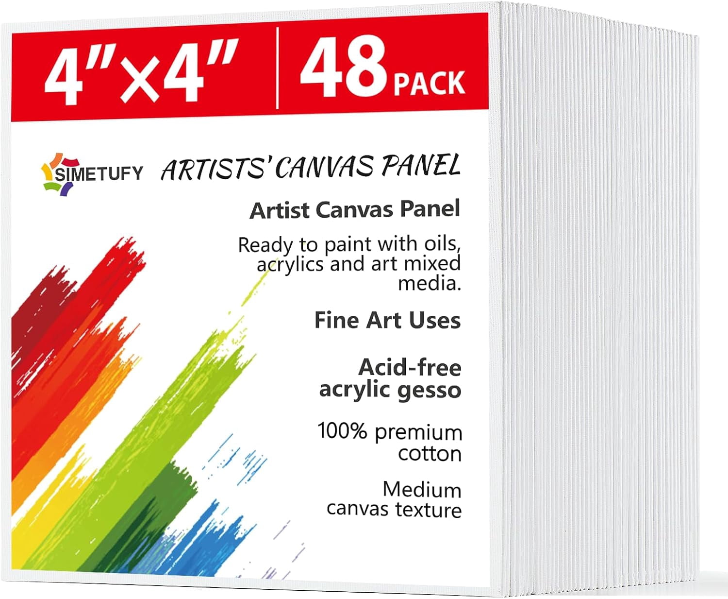 48 Pack 4x4 Inch Mini Canvas Boards 100% Cotton Primed Painting Panels ...