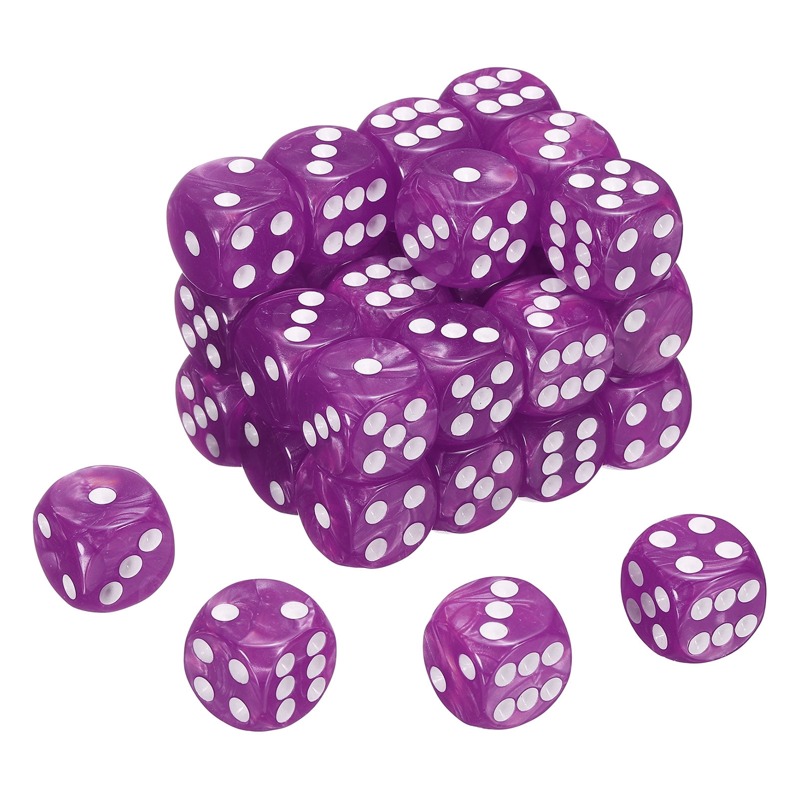 48 Pack 6 Sided Colored Standard Dice, Acrylic D6 Mini Polyhedral Pearl ...