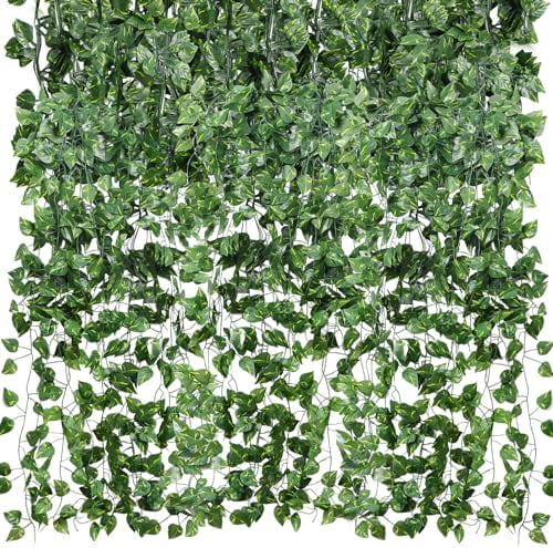 48 Pack 7 Feet Artificial Ivy Garlands, Fake Vines Greenery Hanging ...