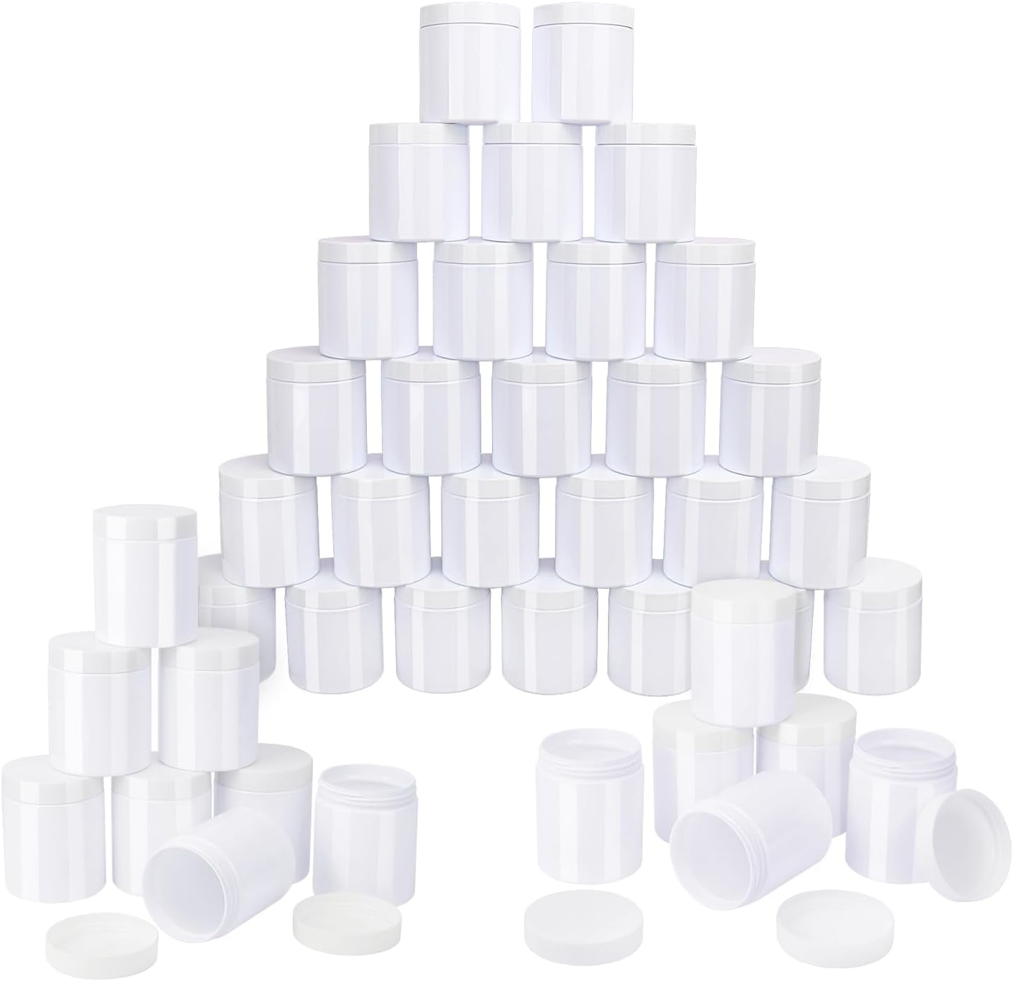 48 Pack 8 OZ White plastic Jars with White Lids, Empty Plastic Mason ...