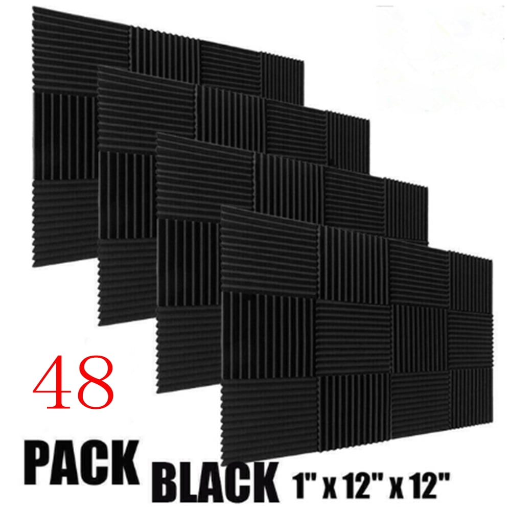 "Walmart 48 Pack Acoustic Panels, 1"" x 12"" x 12"" Wedge, Sound ...