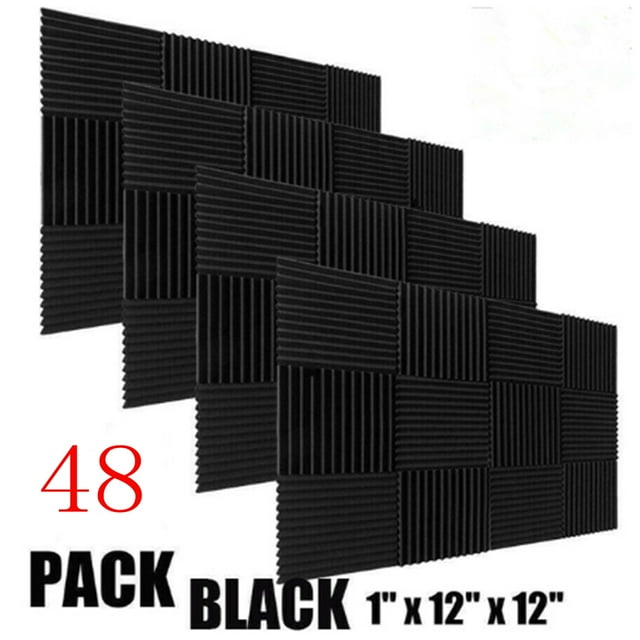 "Walmart 48 Pack Acoustic Panels, 1"" x 12"" x 12"" Wedge, Sound ...