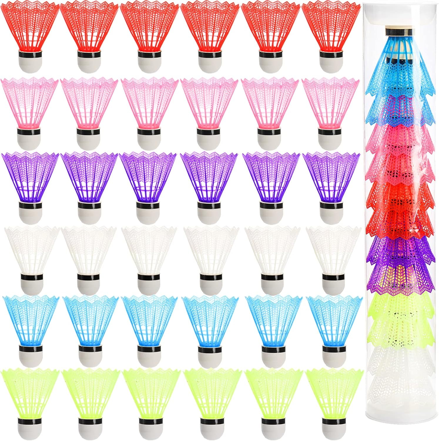 48 Pack Badminton Birdie, Plastic Badminton Shuttlecock, Stable ...
