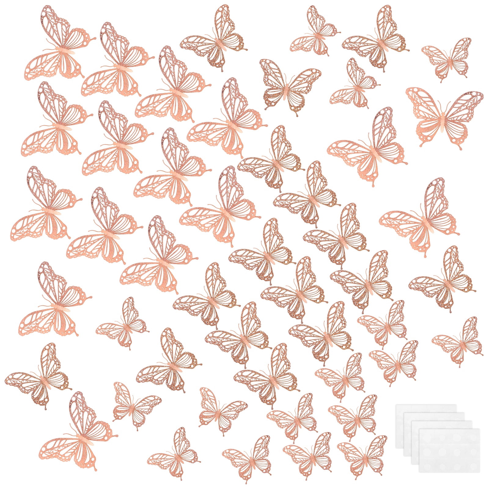 48 Pack Butterfly Wall Decor, Hollow 3D Butterflies Stickers Wall Art ...