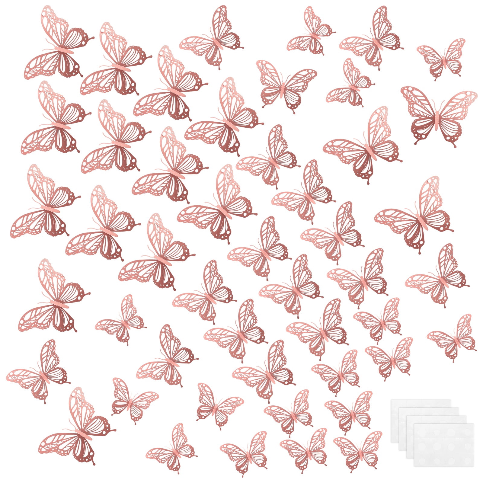 48 Pack Butterfly Wall Decor, Hollow 3D Butterflies Stickers Wall Art ...