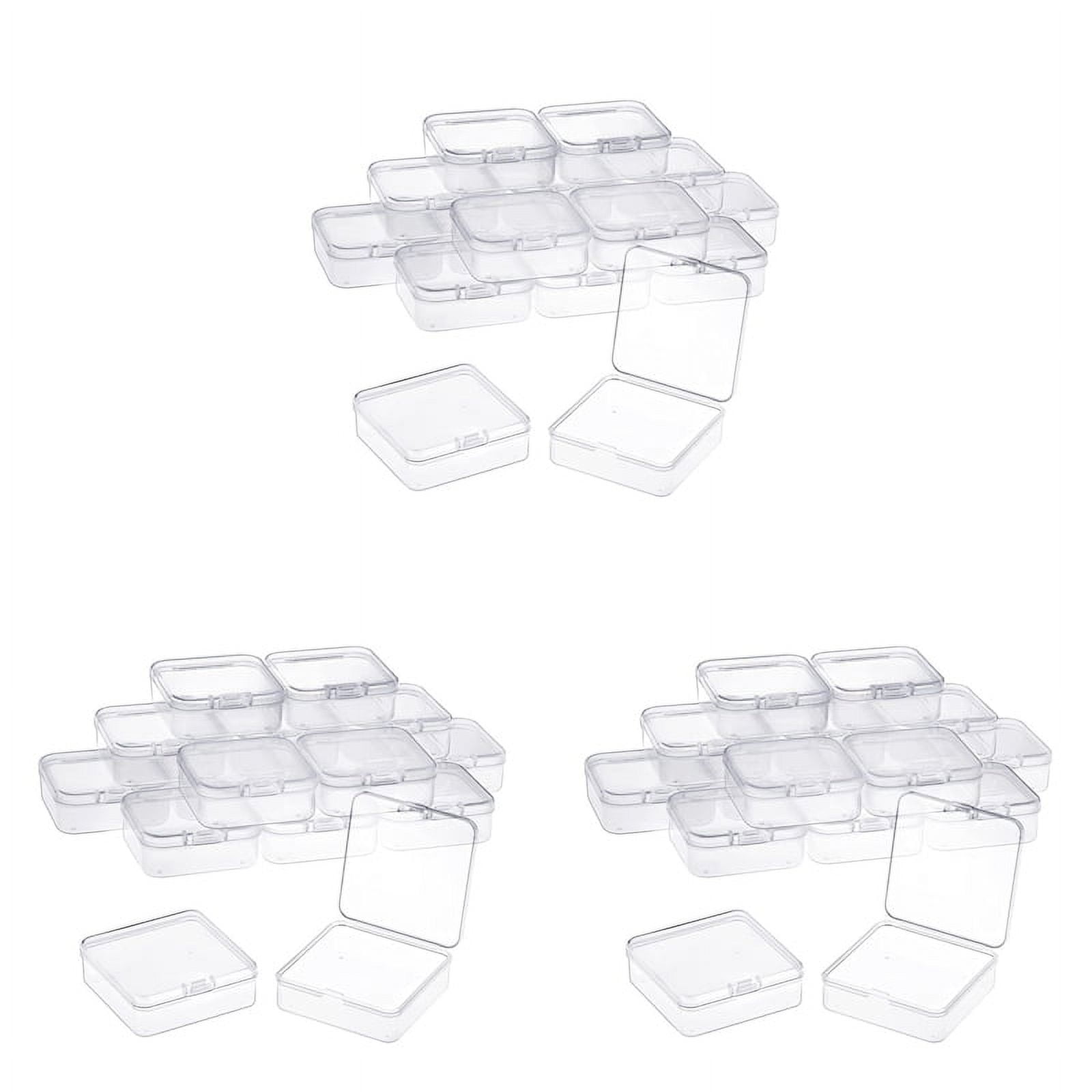 48 Pack Clear Plastic Beads Storage Containers Box with Hinged Lid for ...