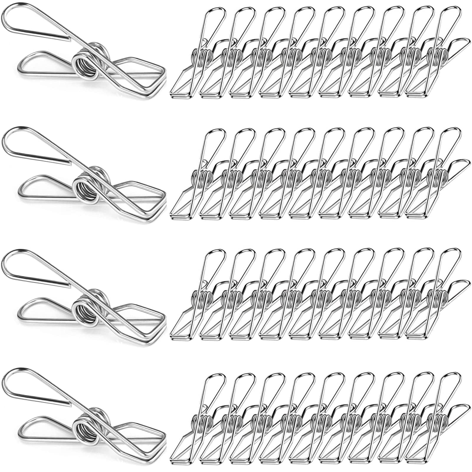48 Pack Clothes Pins, Stainless Steel Laundry Clips Hanging Clothesline ...