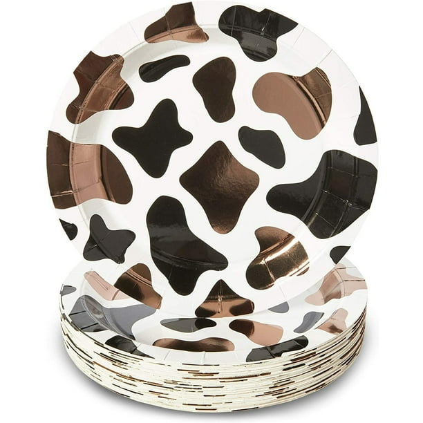 48 Pack Cow Print Paper Plates for Barnyard Birthday Party Supplies ...