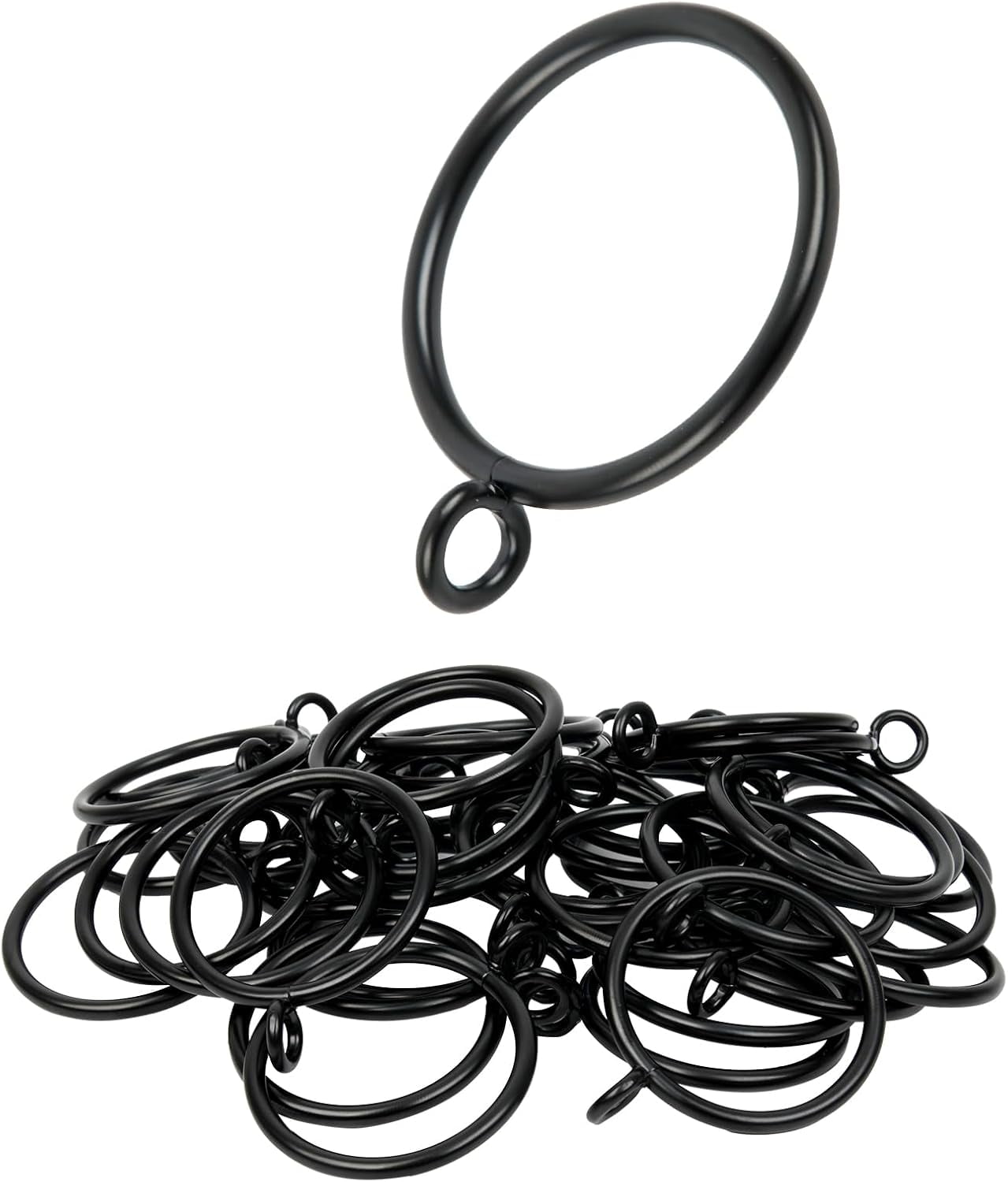 Rungopro, 48 Pack Curtain Rings with Eyelets, 1.5 Inch I D, Black ...