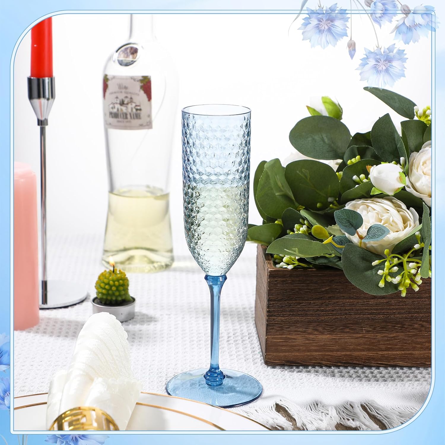 48 Pack Detachable Plastic Champagne Flutes 5.5 oz Glasses Bulk ...