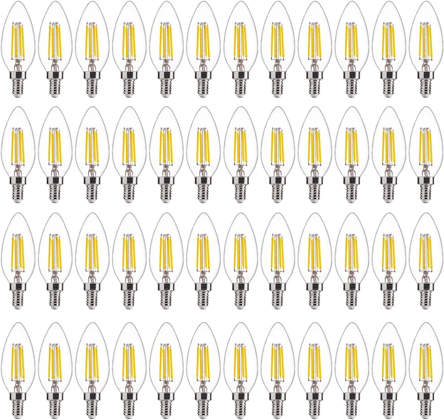 48 Pack Dimmable LED Candelabra Bulbs, 40W Equivalent LED Chandelier ...