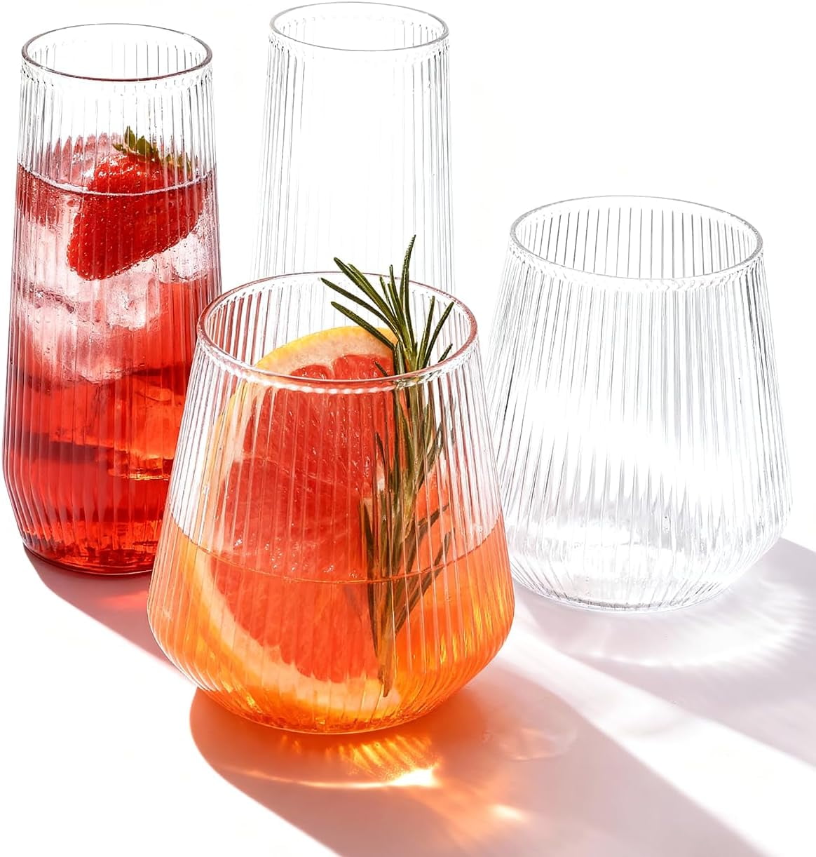 48 Pack Disposable Ribbed Origami Ripple Plastic Glasses Set - 24 9 OZ ...