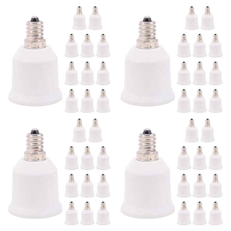 48 Pack E12 to E26 Adapter E12 Light Socket to Medium Base E26 E27 ...
