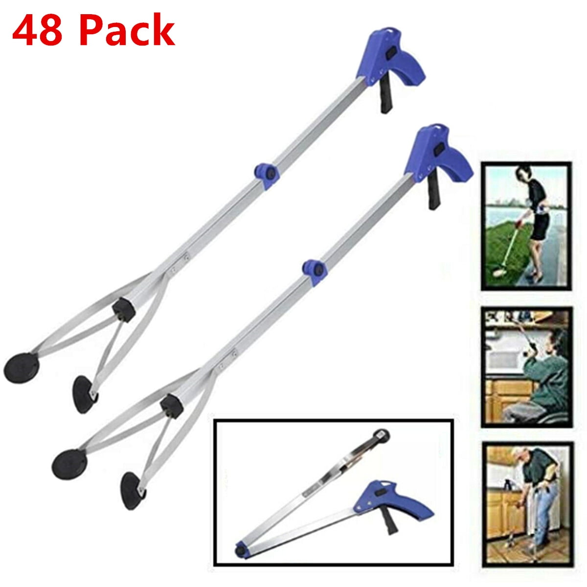 48 Pack Foldable Reacher Grabber Tool, Long 32" Foldable Extender ...