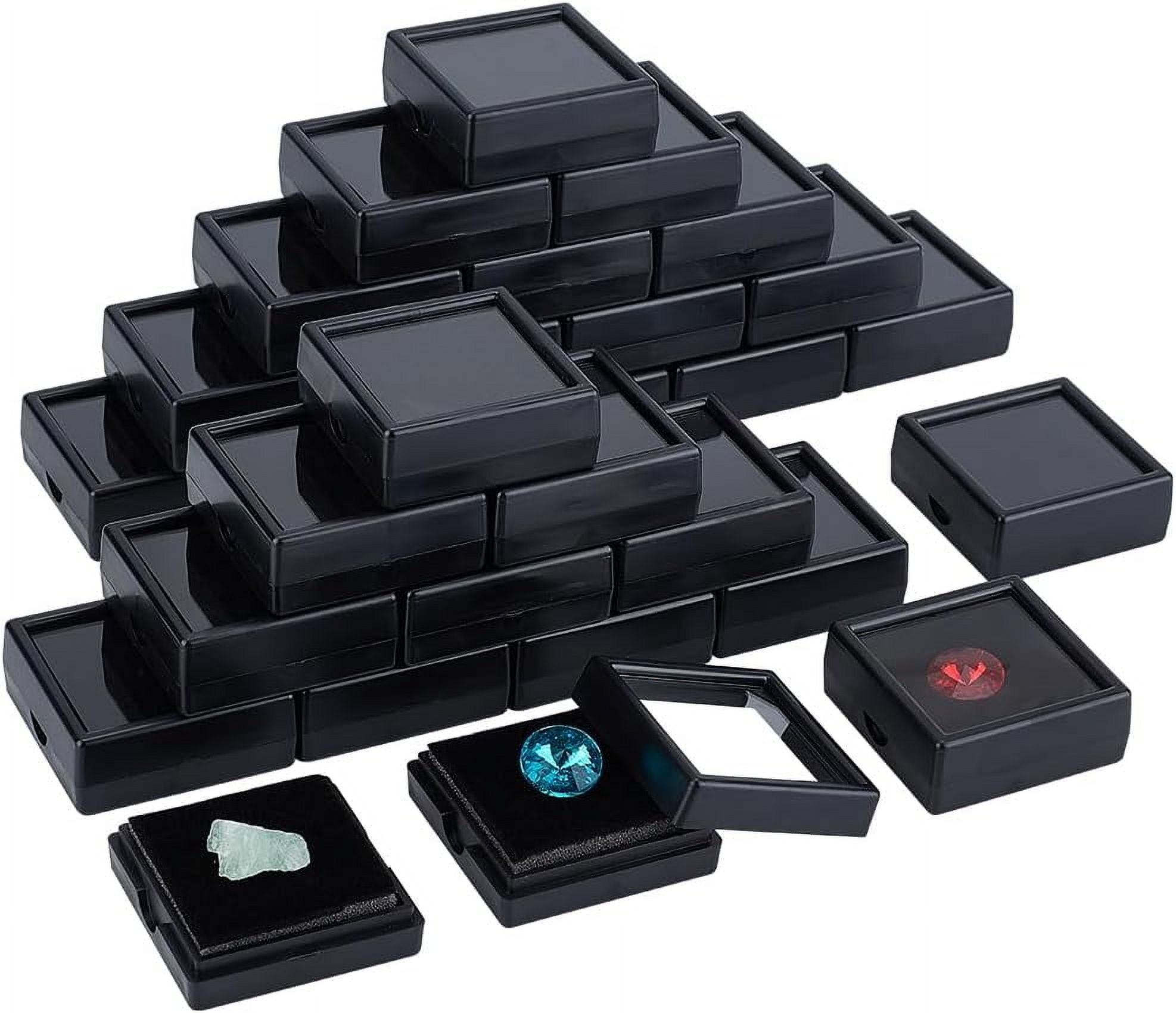 48 Pack Gemstone Display Box Plastic Diamond Display Case Black Jewelry ...