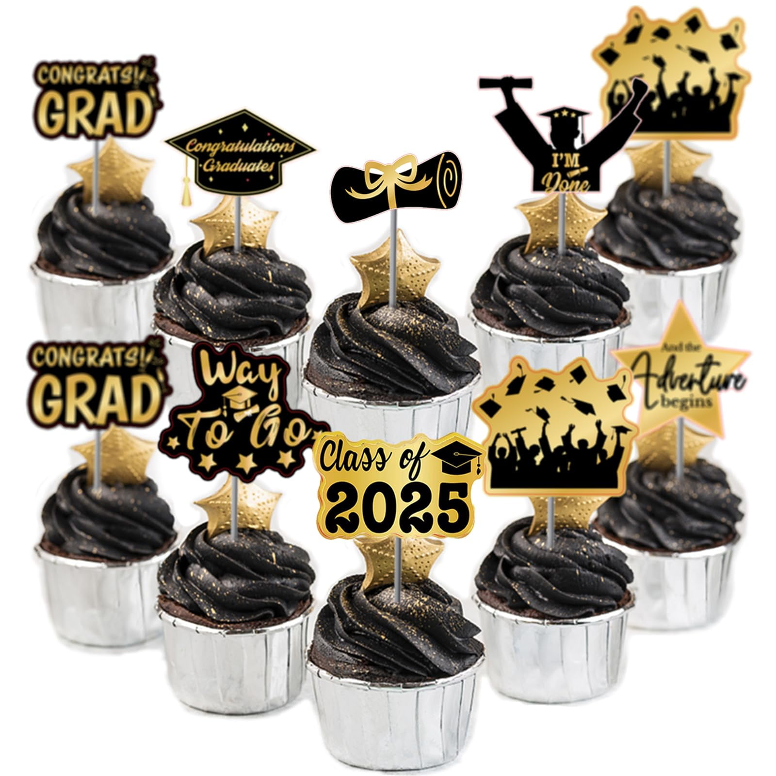 48 Pack Graduation Cupcake Toppers Class of KMC22025 Graduation Party ...